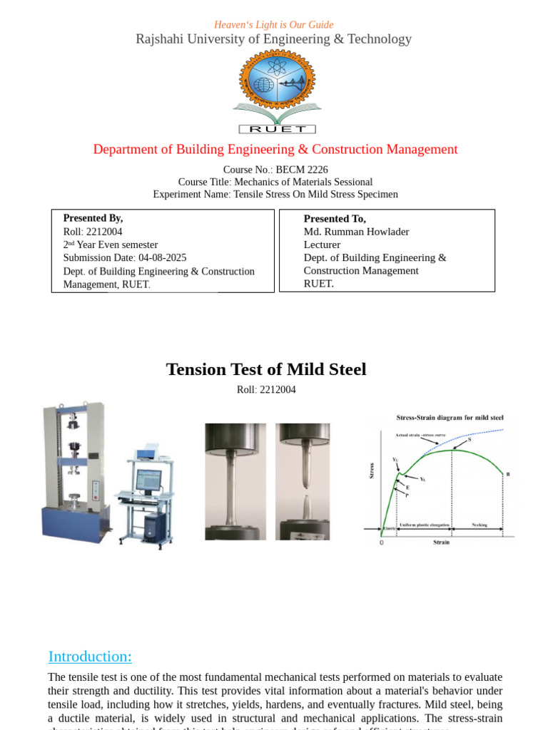Tensile Stress Test F | PDF | Deformation (Engineering) | Strength Of ...