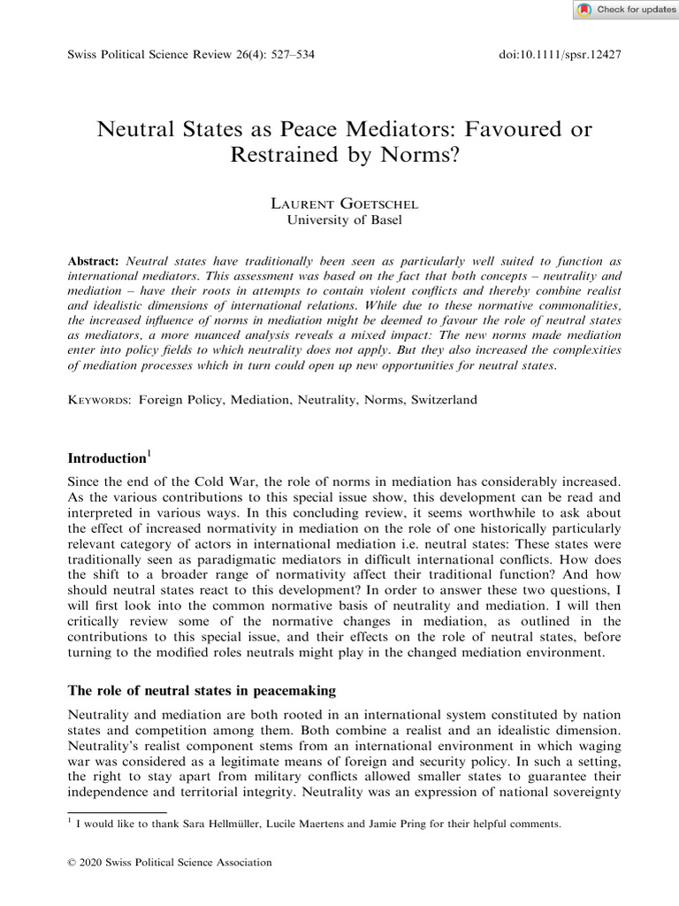 Neutral States in Mediation Dynamics | PDF | Mediation | Peacebuilding