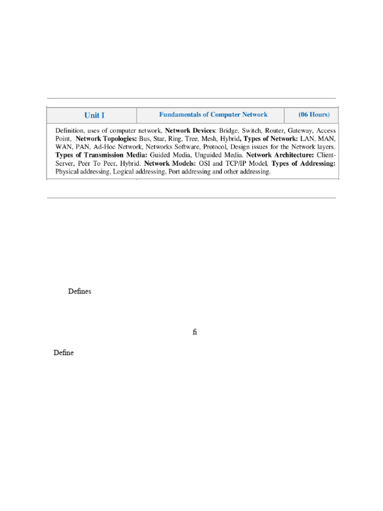 Unit 1 - Fundamentals of Computer Networks - Te | PDF | Computer ...