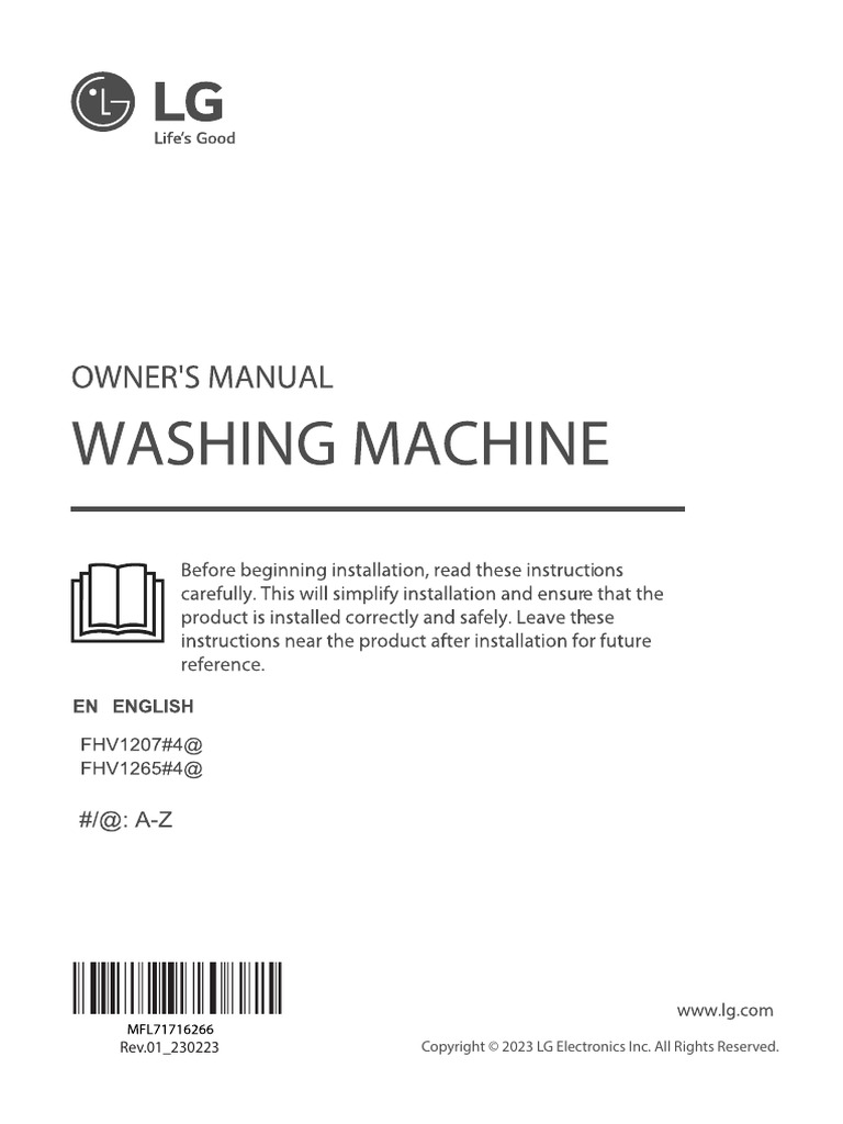 LG WASHING Machine Manual | PDF