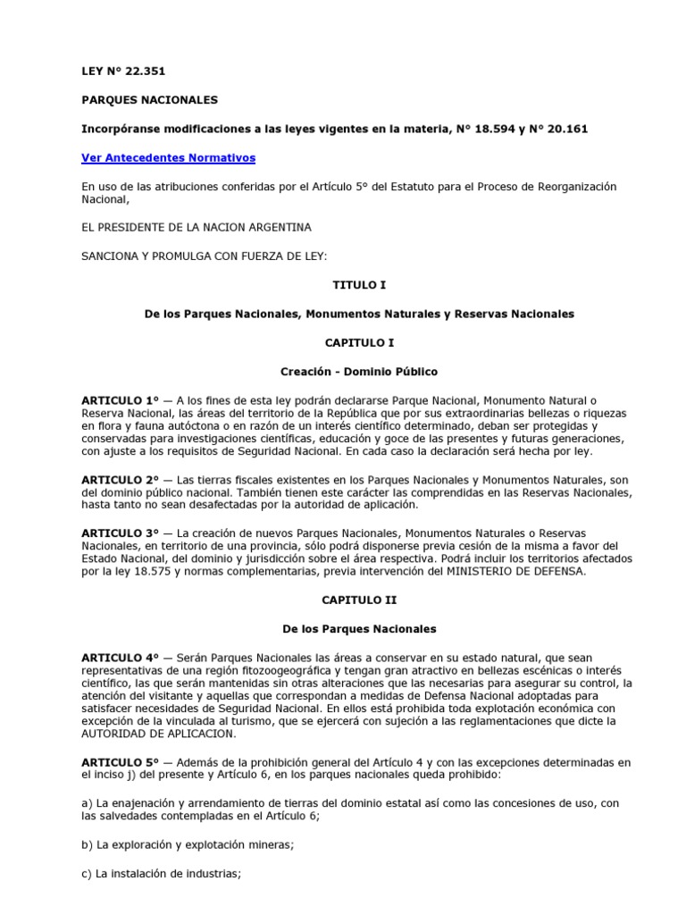Ley 22351 Completa | PDF | Turismo | Propiedad