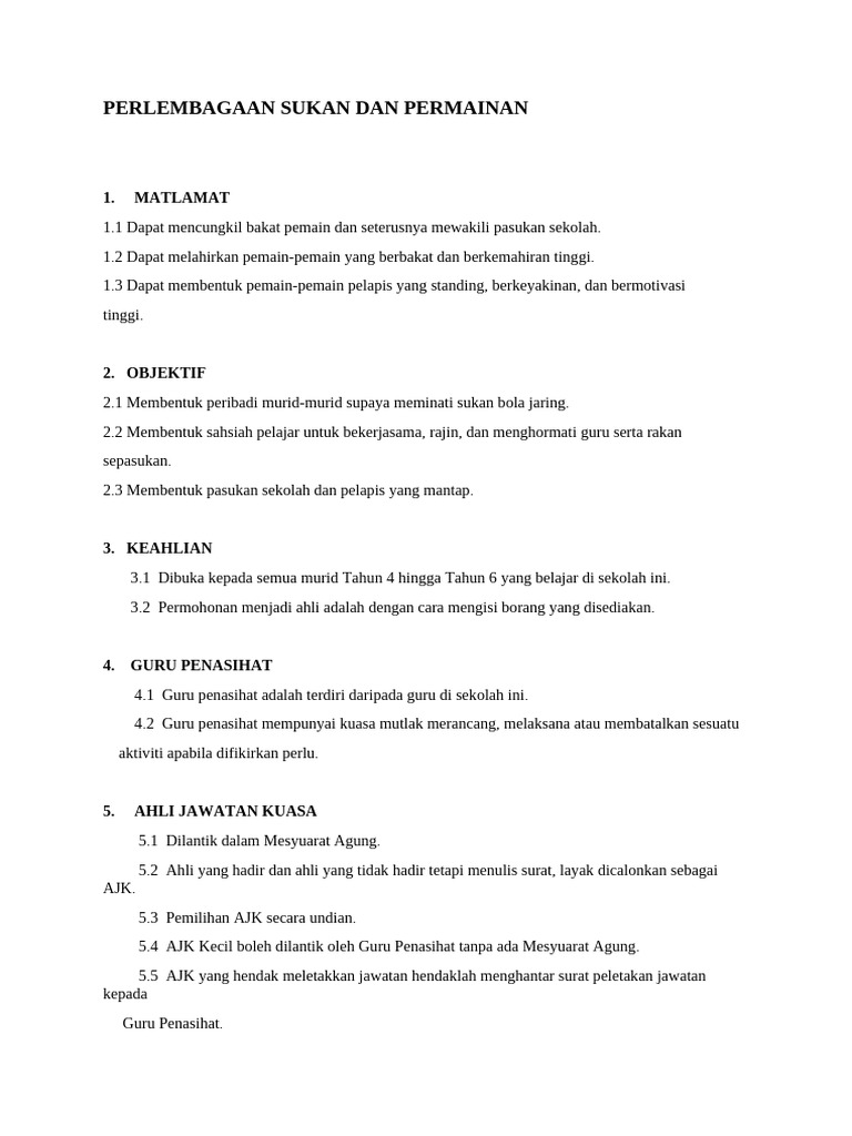 Perlembagaan Sukan Dan Permainan | PDF