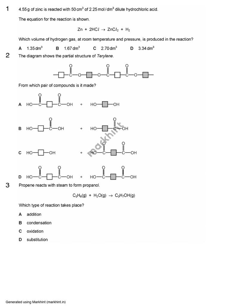 Chemistry Whole Quiz 3 | PDF