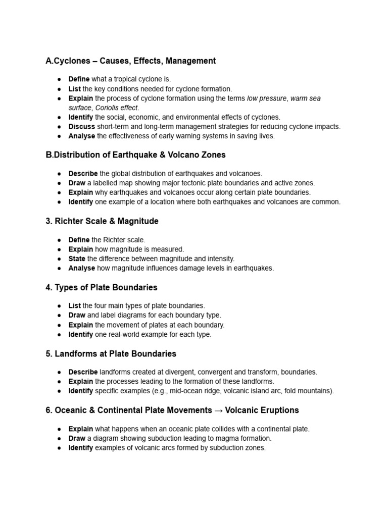 Revision Tips - Natural Disasters | PDF | Volcano | Plate Tectonics