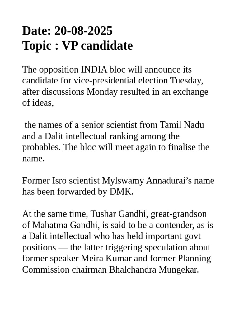 Vice President Candidate | PDF