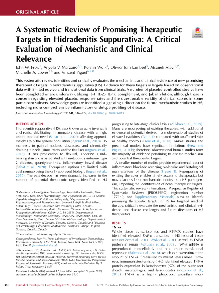 A Systematic Review of Promising Therapeutic Targets in 2021 Journal of ...