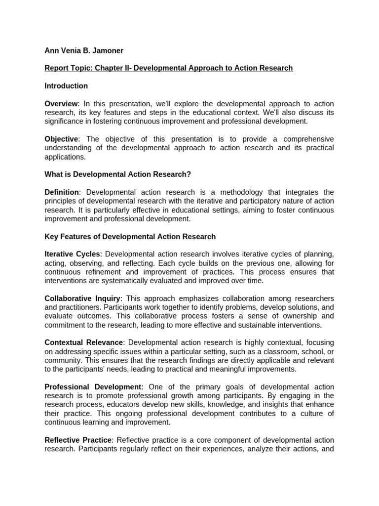 Developmental Approach To Action Research | PDF | Methodology | Action ...