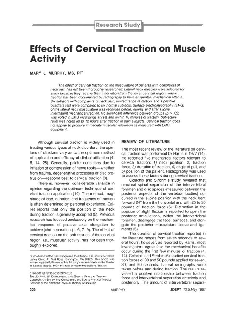 Cervical Traction Effects on Neck Muscles | PDF | Electromyography ...