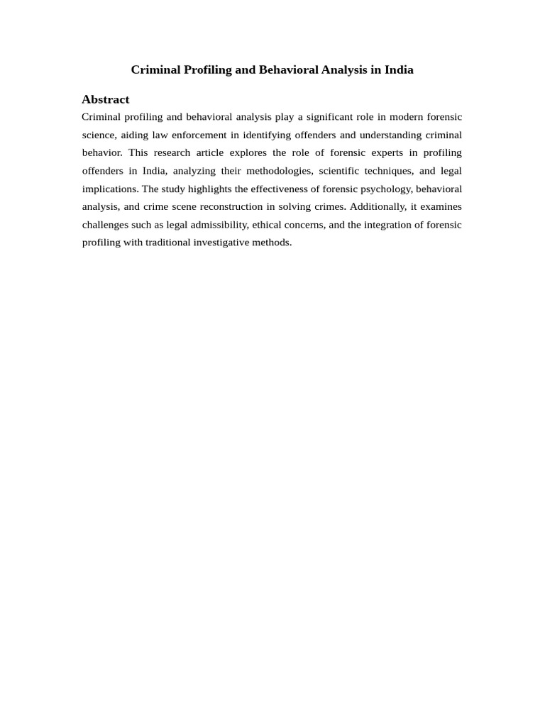 Criminal Profiling India | PDF | Offender Profiling | Crimes