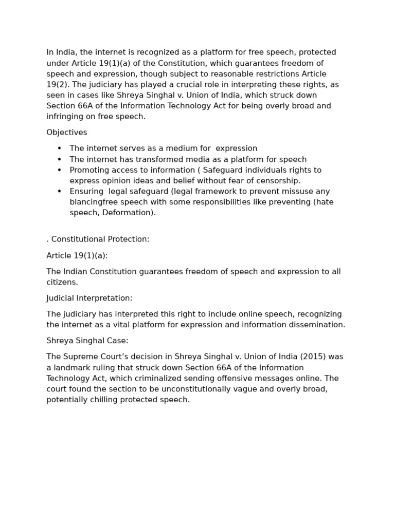 Internet As Platform of Free Speech | PDF | Freedom Of Speech | Social ...