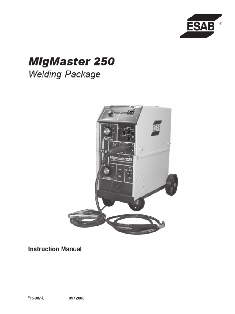 ESAB MigMaster 250 Instruction Manual | PDF | Welding | Construction