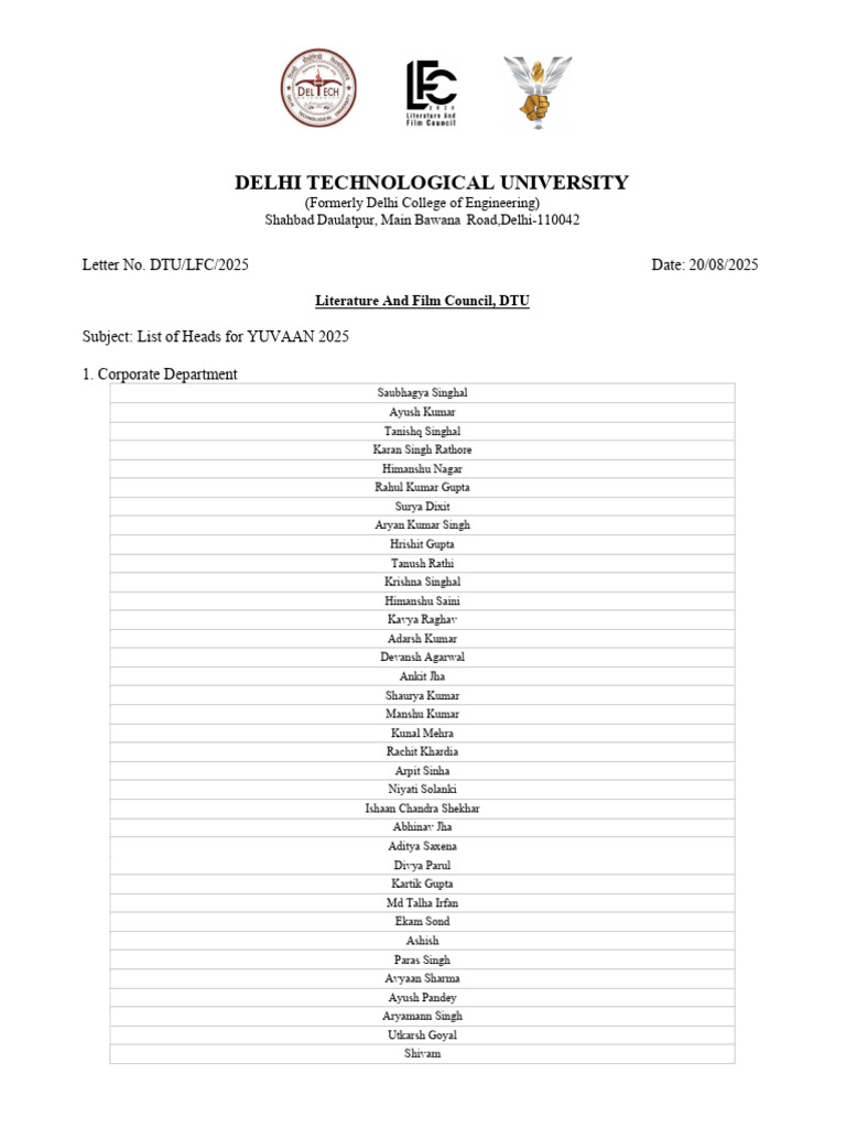 LFC Letterhead - Heads 2025-26 | PDF