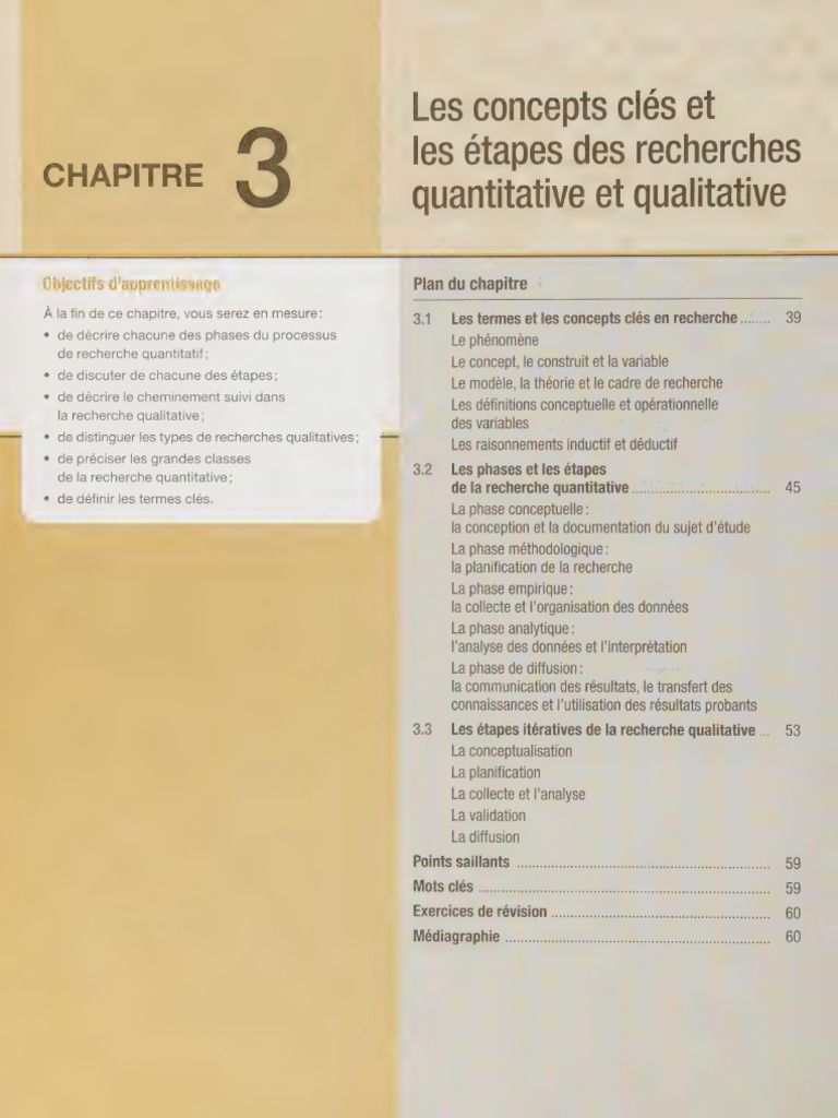 Concepts et étapes en recherche quantitative et qualitative | PDF ...