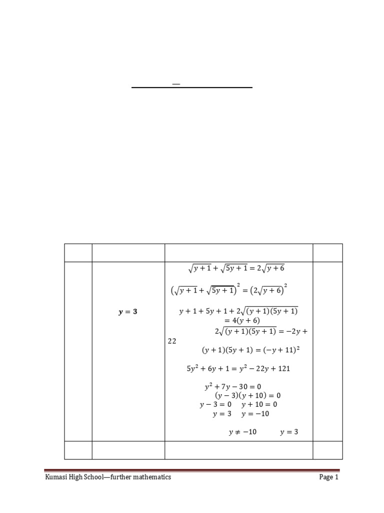 2023 Further Maths Exam 1 Solutions | PDF | Square Root | Mathematics