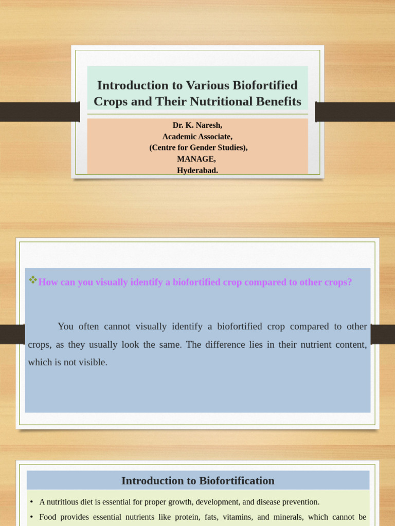 Introduction To Various Biofortified Crops and Their Nutritional | PDF ...
