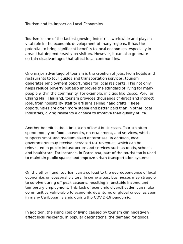 Tourism's Economic Impact on Communities | PDF | Cost Of Living | Tourism