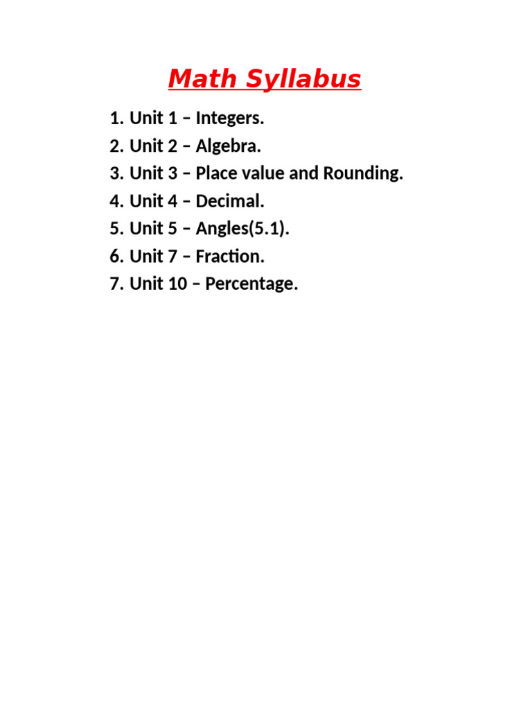 Math Syllabus | PDF