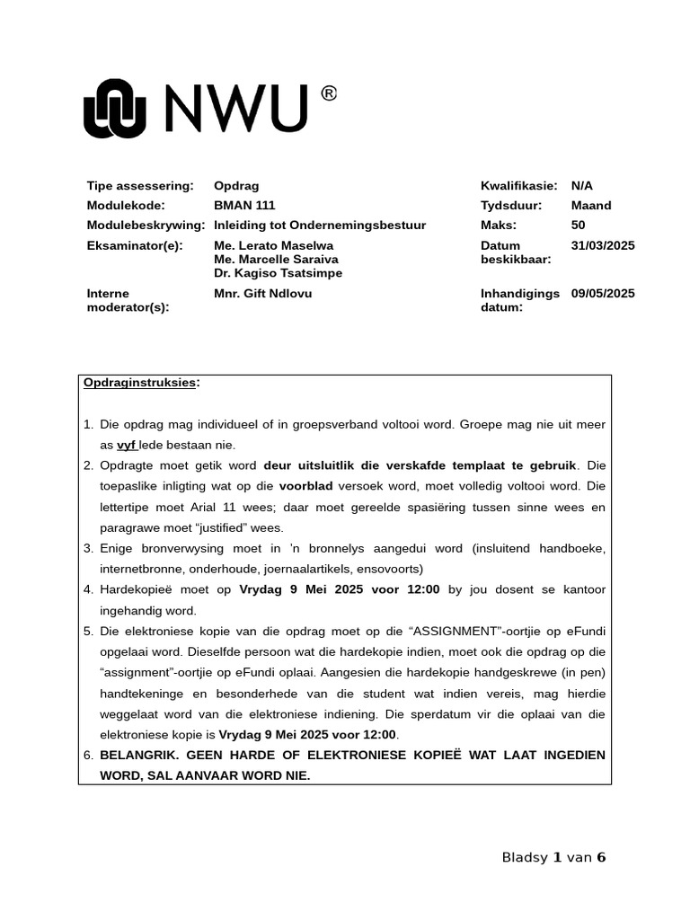 Bman111 Assignment Afr | PDF