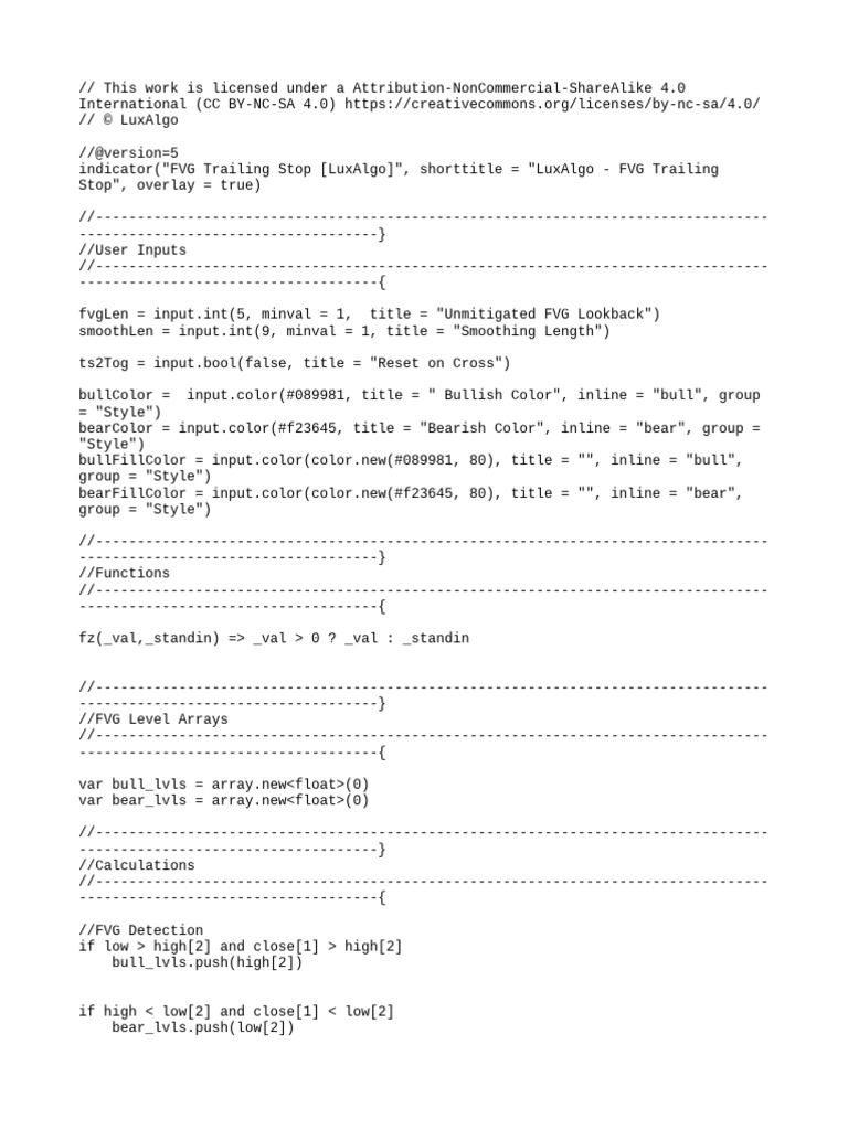 FVG Trailing Stop (LuxAlgo) | PDF | Computer Programming | Software Engineering