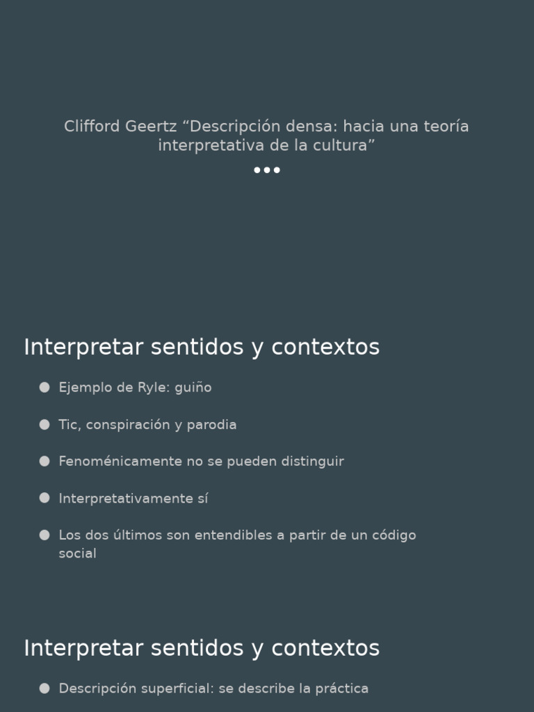 Descripción densa en la cultura de Geertz | PDF