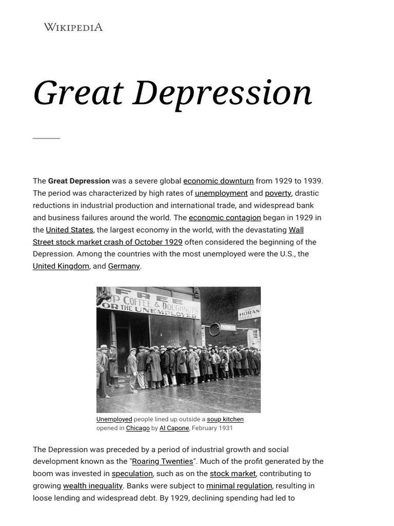 GreatDepression-Wikipedia 17 | PDF | Great Depression | Deflation