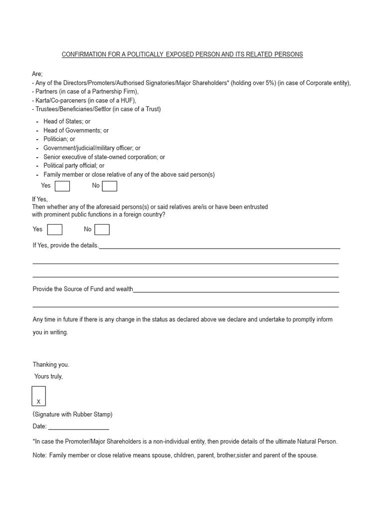 PEP Confirmation Requirements | PDF
