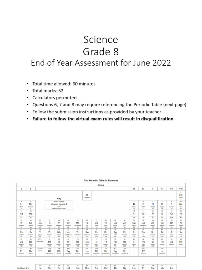 Science g8 Exam Paper Virtual 2022 | PDF | Ion | Ionic Bonding