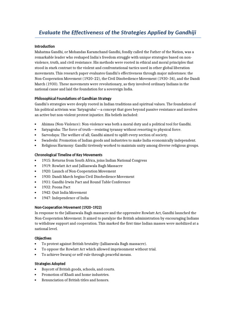 Gandhi's Dandi March Impact Analysis | PDF | Mahatma Gandhi | Indian ...