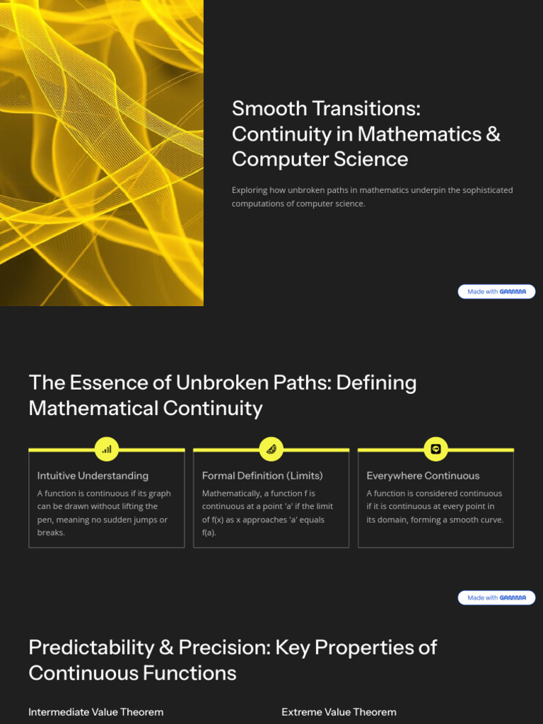 Smooth Transitions Continuity in Mathematics and Computer Science | PDF | Continuous Function ...
