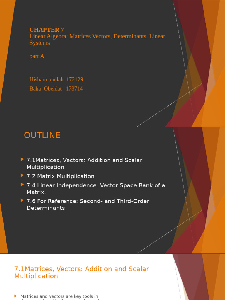 Linear Algebra Matrices Vectors Determinants Linear Systems | PDF | Matrix (Mathematics ...