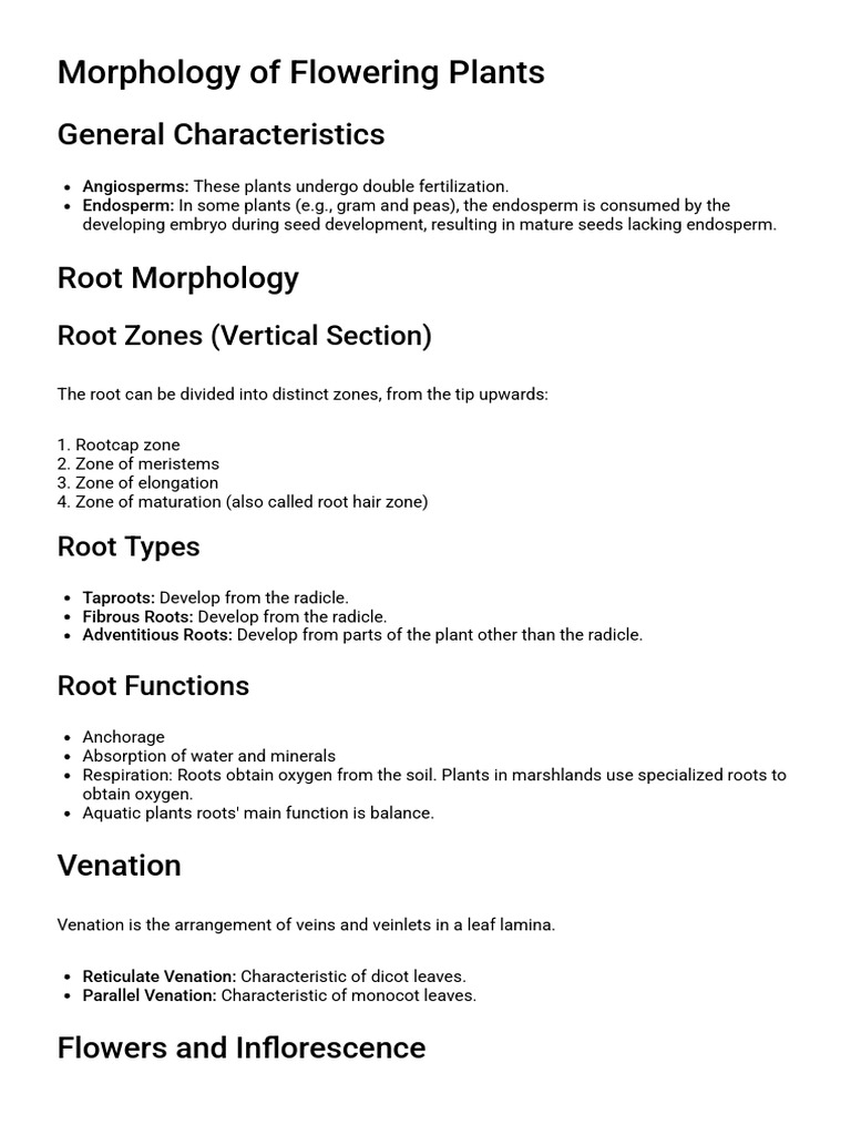 Morphology of Flowering Plants Explained | PDF | Flowers | Seed
