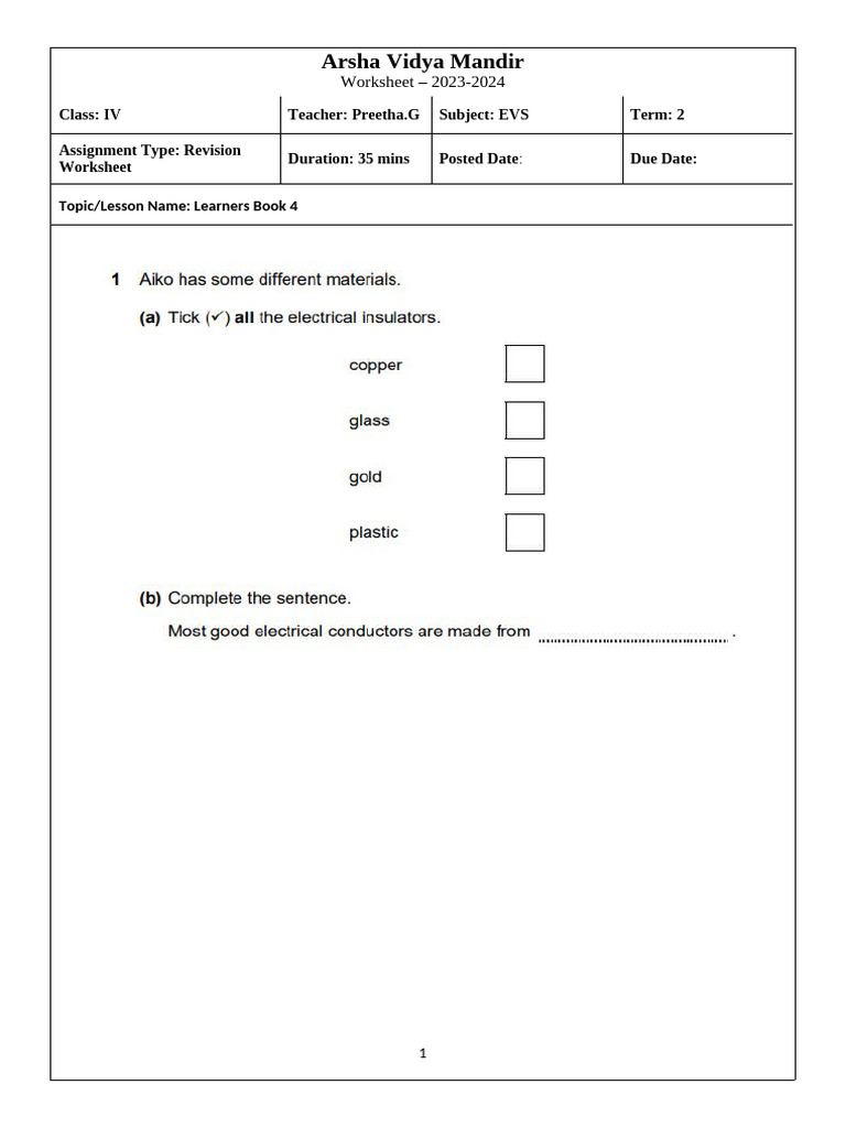 File - 1708493846 - Revision Paper 1 - Grade 4 | PDF