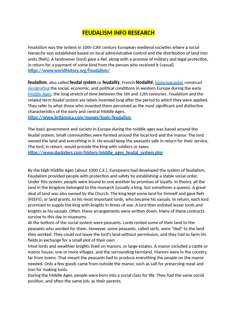 Evolution of Feudalism in Europe | PDF | Feudalism | Serfdom