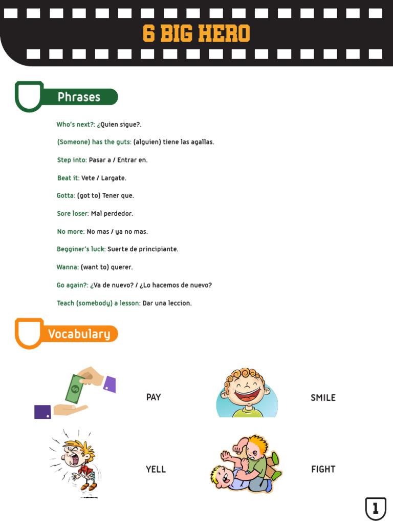 6 BIG HERO - Vocabulary Learning | PDF