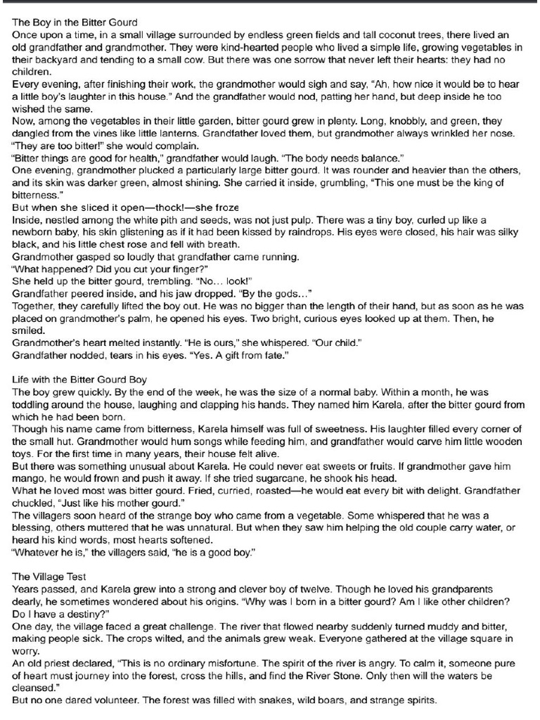 Story of A Boy in Bitter Guard | PDF