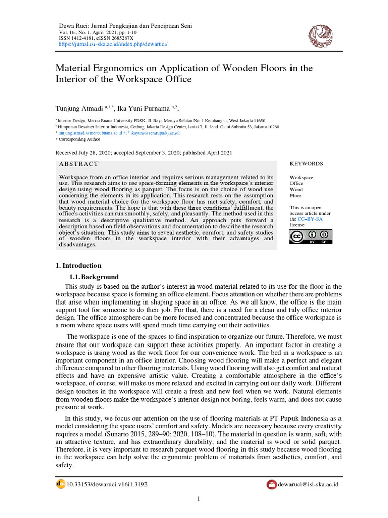 Material Ergonomics On Application of Wo | PDF | Senses | Flooring