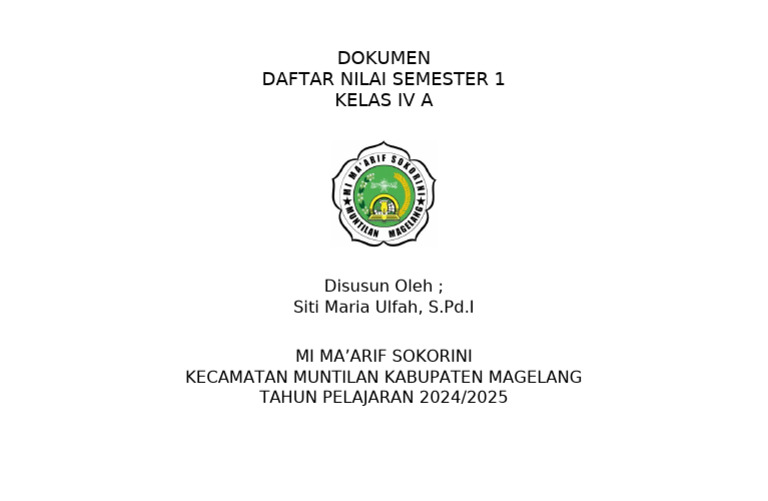 Cover Daftar Nilai | PDF