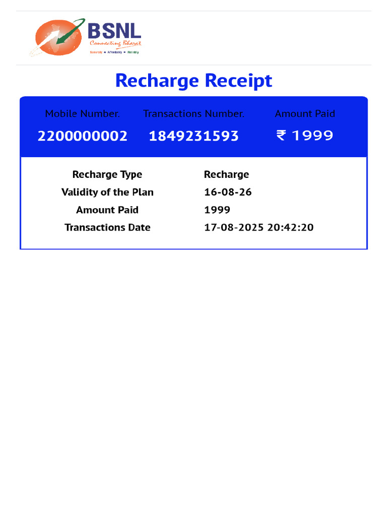 Bsnl Receipt | PDF