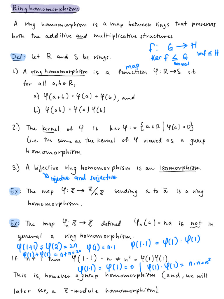 Understanding Ring Homomorphisms | PDF | Ring (Mathematics) | Ring Theory