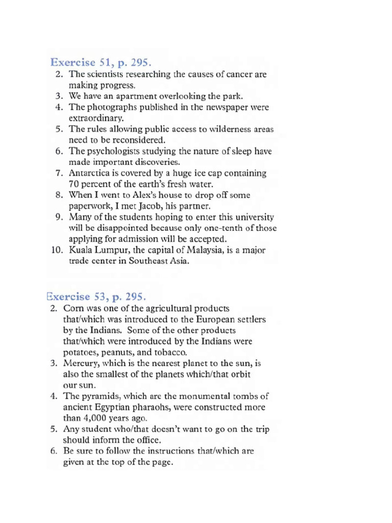 Adjective Clause Answer Key | PDF
