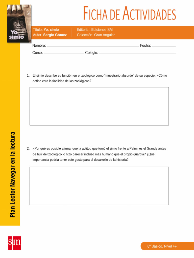 YO SIMIO Ficha de Actividades | PDF