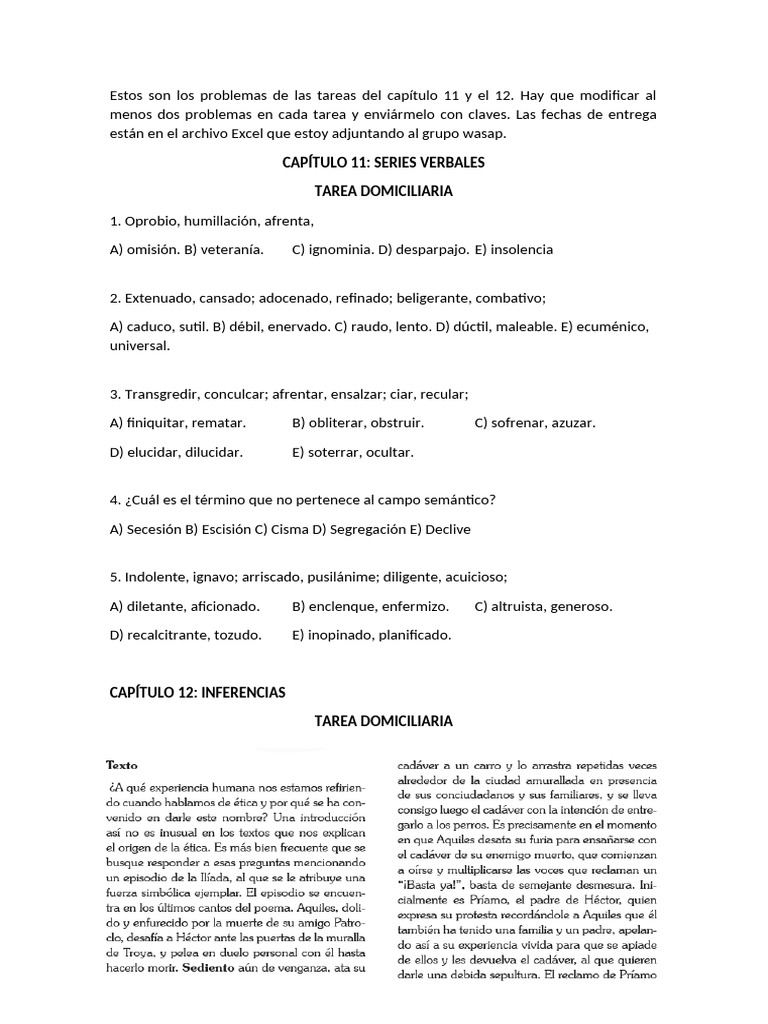 Guillermo Contreras Capítulo 11 y 12 - Tareas Domiciliarias 12 de Marzo | PDF
