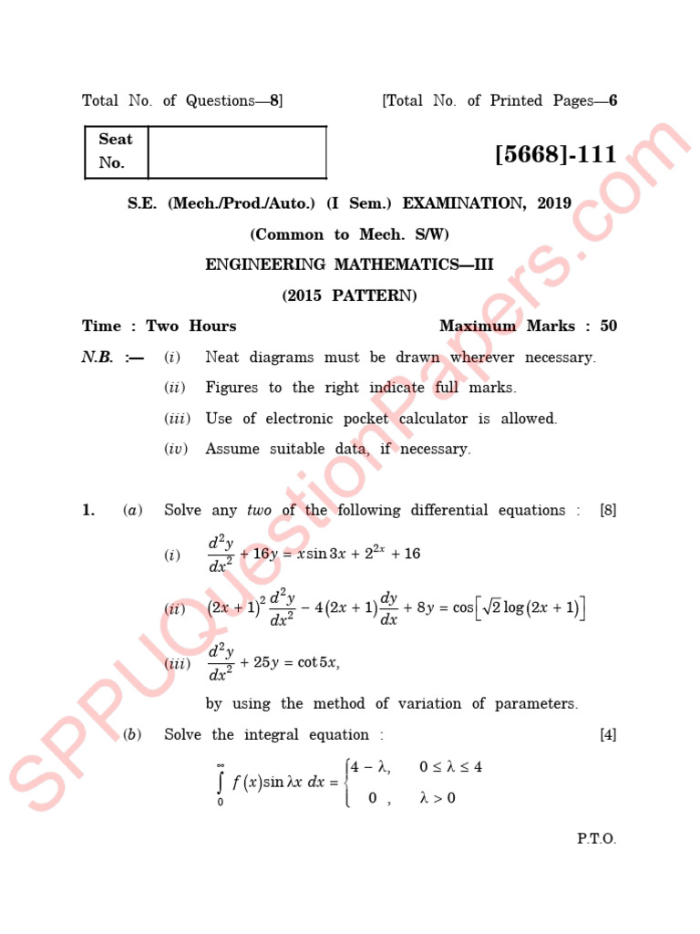 Be Mechanical Engineering Semester 3 2019 November Engineering ...
