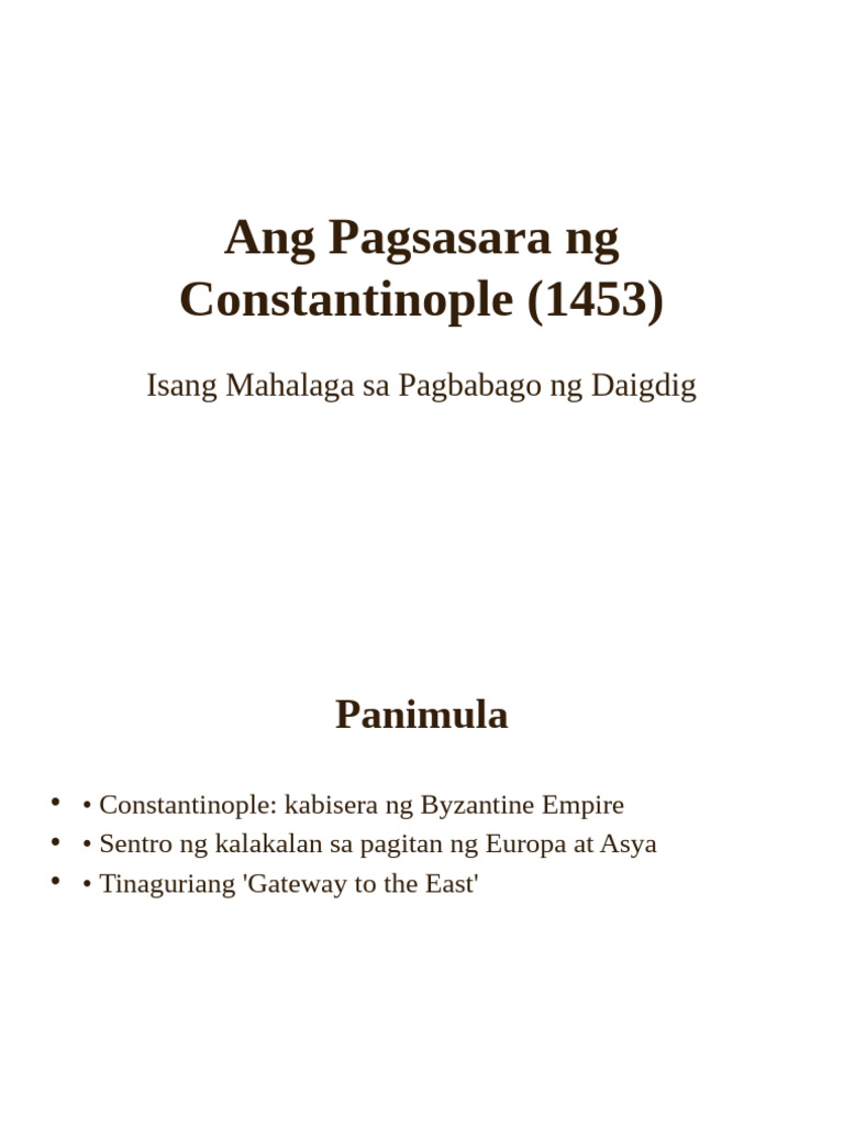 Pagsasara NG Constantinople Classical | PDF