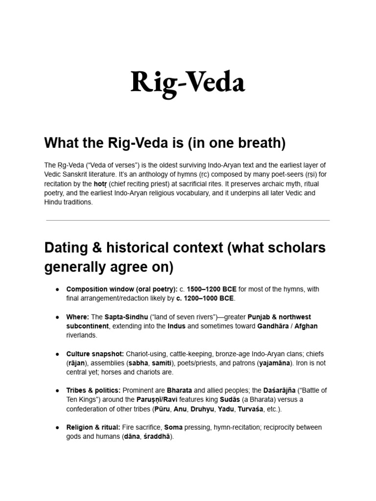 Rigveda Overview | PDF | Vedas | Hindu Texts