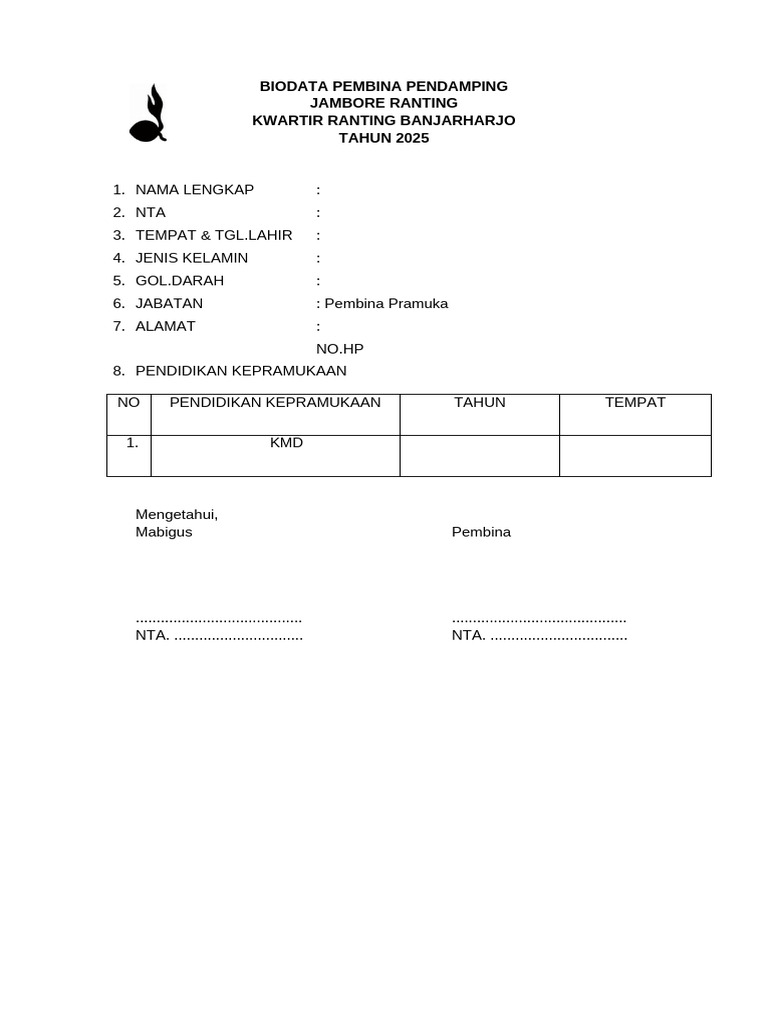 Biodata Pendamping | PDF