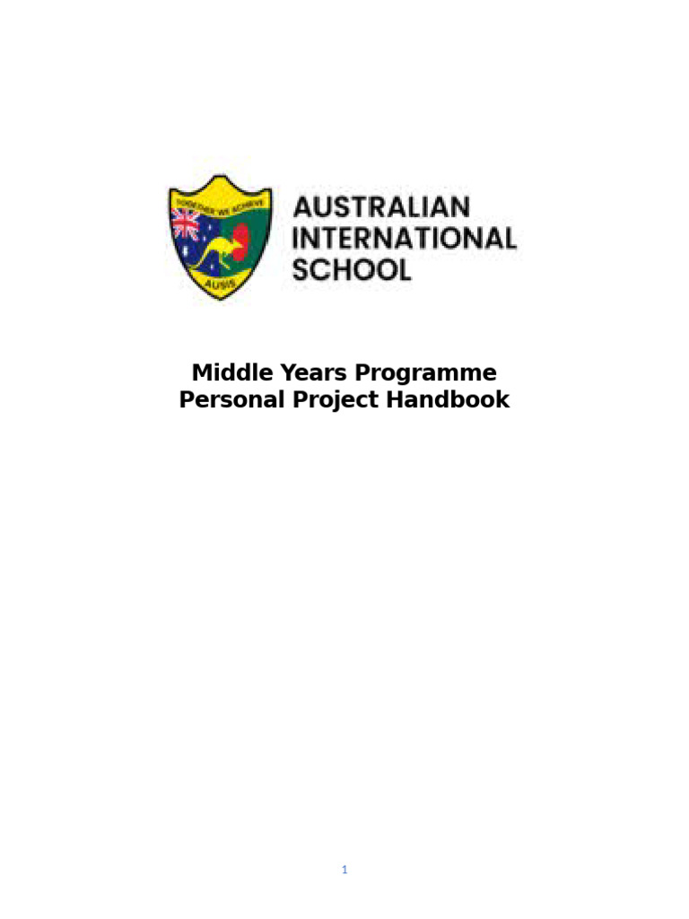 MYP Personal Project Handbook Guide | PDF | Learning | Knowledge