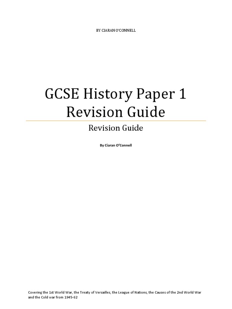 GCSE History Paper 1 Revision Booklet | PDF | League Of Nations ...