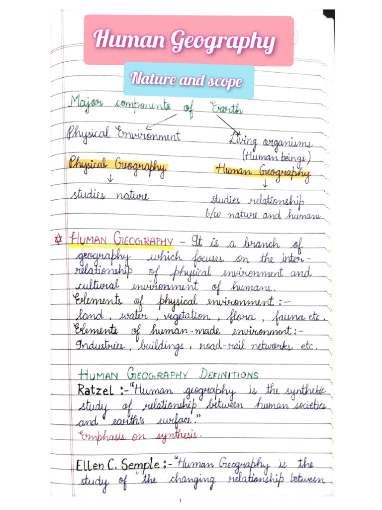 Chapter 1 - Human Geography | PDF