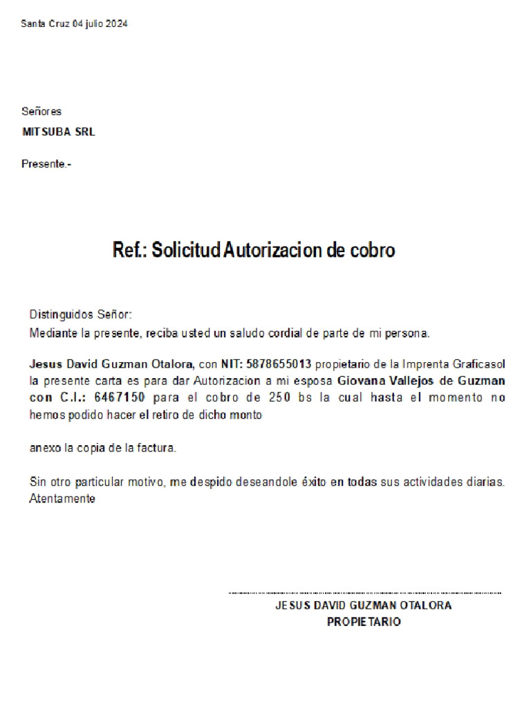 Solicitud de Cobro | PDF